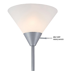 Globe Electric 67150 72" Floor Lamp, Silver, White Plastic Shade, On/Off Rotary Switch on Shade, Floor Lamp for Living Room, Floor Lamp for Bedroom, Home Improvement, Home Office Accessories