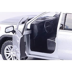 Motormax Model Compatible with GMC Sierra 1500 SLT Crew CAB 2019 Silver 1:27 DIECAST MTM79361S