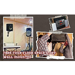 Premium PA Speakers Wall Mount Brackets By GRIFFIN | Set Of 2 All Steel Pro-Audio Speaker 35mm Pole Holder | Securing Locking Pin & 3 Horizontal Level Tilt Adjustments | On Stage Studio Monitor Stands