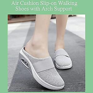 Orthopedic Diabetic Walking Shoes Sandals, Slip-On with Arch Support For Womens, Air Cushion Platform Mesh Sneaker (Dark Blue,9)