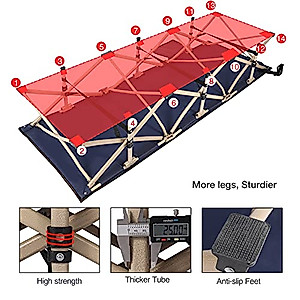 REDCAMP Extra Long Folding Kids Cot for Sleeping 7-15, Portable Toddler Cot Bed Child Travel Cot for Camping, Navy 75''x26''
