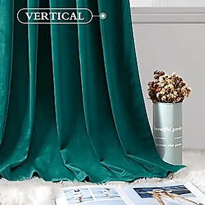 HOMEIDEAS Emerald Green Velvet Curtains 84 inches Long 2 Panel Heavy Duty Dark Green Curtains for Living Room Thermal Insulated Grommet Window Curtains for Bedroom