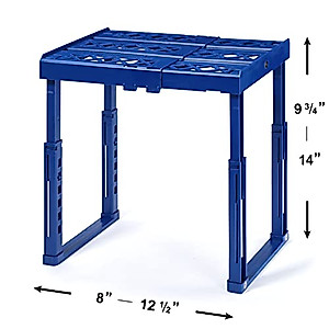 Tools for School Height & Width Adjustable Locker Shelf - Strong ABS Plastic - Width Adjusts from 8"-12.5" & Height Adjusts from 10"-14" - Patented Design - Beware of Cheap IMITATIONS - (Blue)