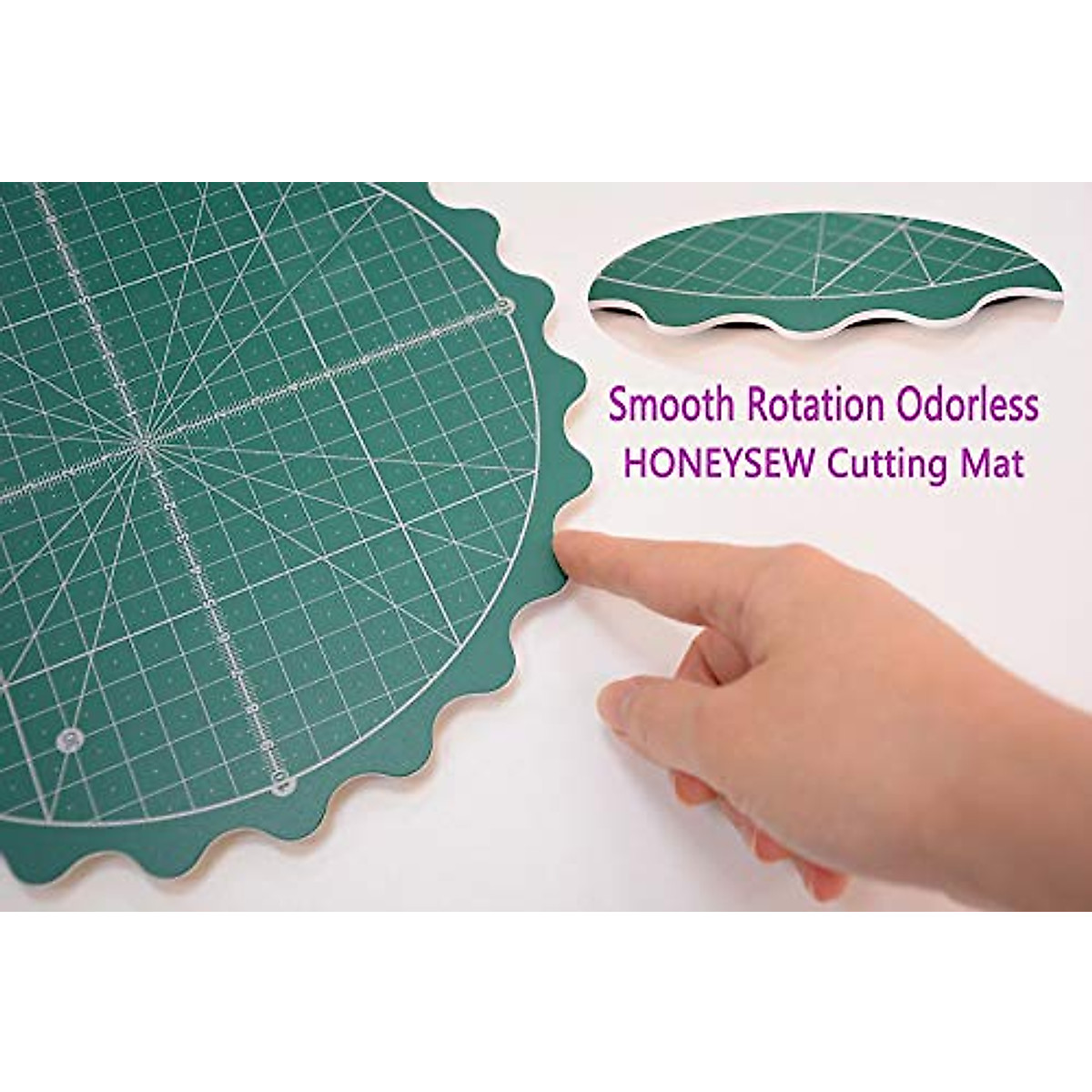 HONEYSEW Circle Rotary Cutting Mat Diameter 20cm(8") Self Healing for Any Table Protection Board Quilt Fabric Doing Crafts Sewing Quilting Projects Rotating Cutter Pad (Green Color)