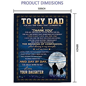 Joyloce to My Dad from Daughter Flannel Fleece Throw Blanket 60"x50", Grateful Love Birthday Gift Throws Blankets, Happy Father's Day Present for Sofa, Super Cozy Lightweight Father Gifts Idea