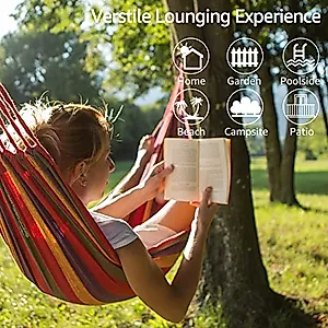 Anyoo Garden Cotton Hammock Comfortable Fabric Hammock with Tree Straps for Hanging Durable Hammock Up to 660lbs Portable Hammock with Travel Bag,Perfect for Camping Outdoor/Indoor Patio Backyard
