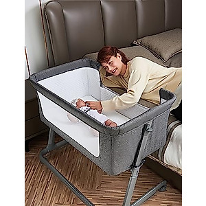 Pamo Babe Baby Bedside Bassinet Crib - Adjustable Portable Bedside Sleeper for Infant | Newborn Baby Boy & Girl