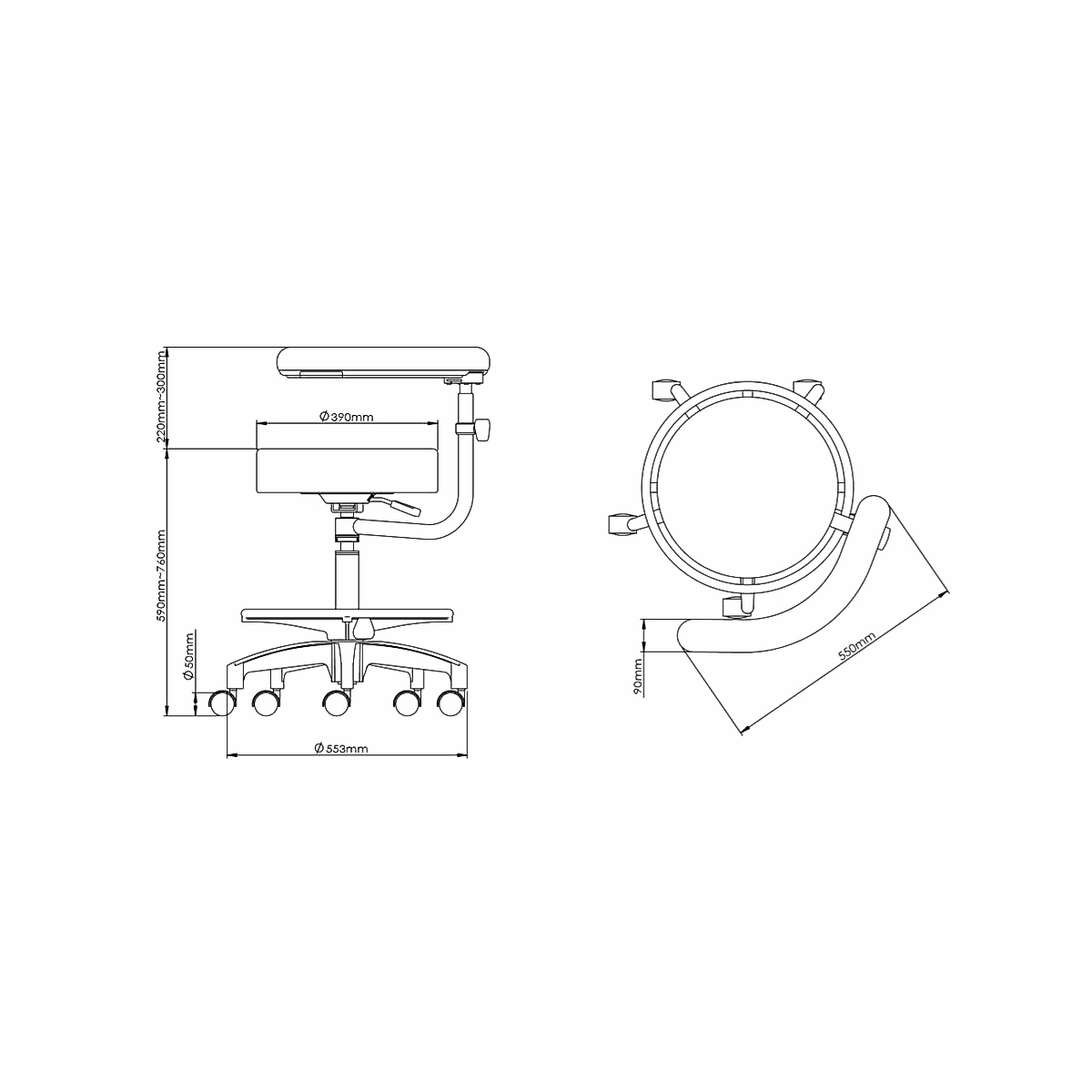Premium Plus Dental Assistant Stool, 2103-Green