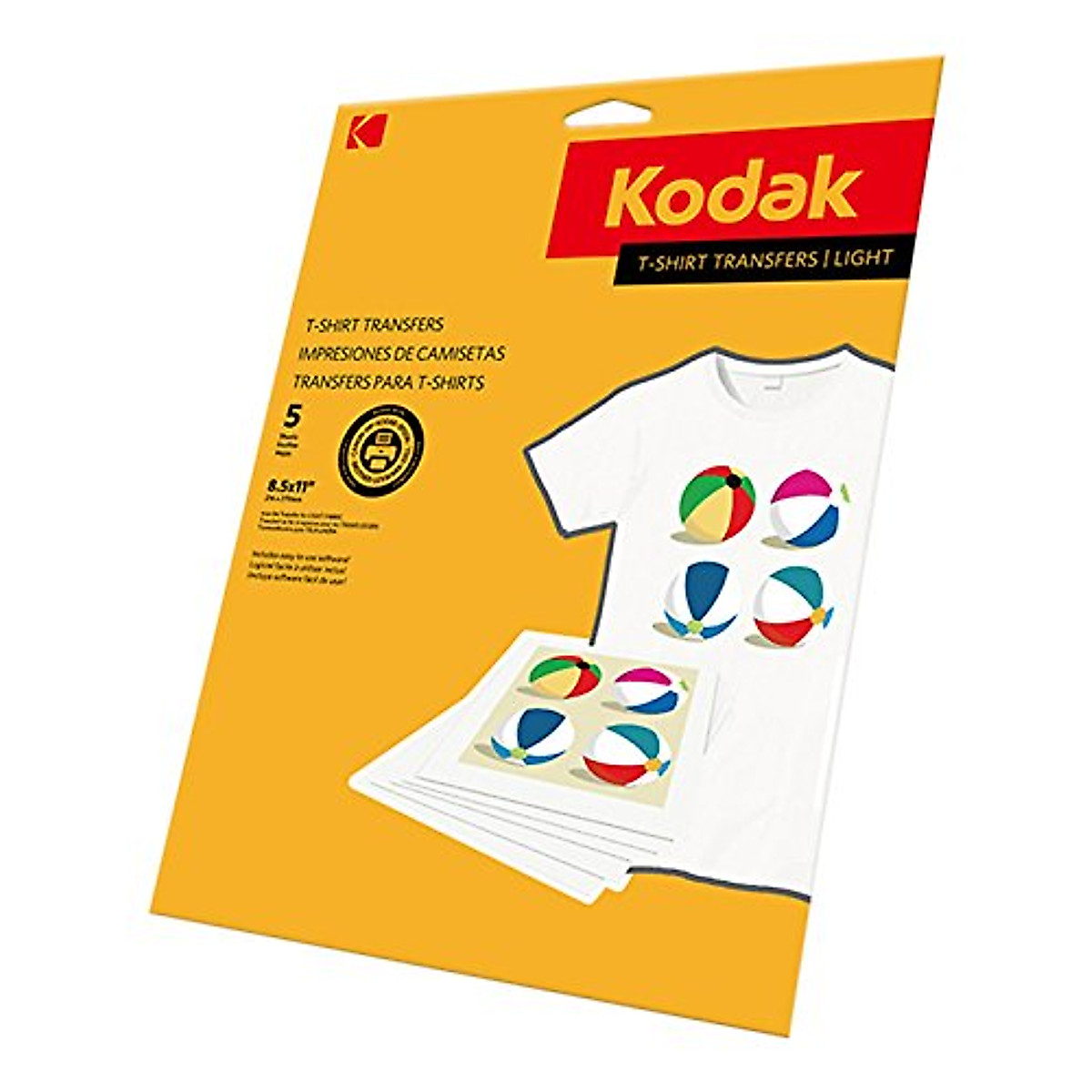KODAK T-Shirt Transfers for Light Fabrics -8-1/2 x 11", 5 Sheets Per Pack