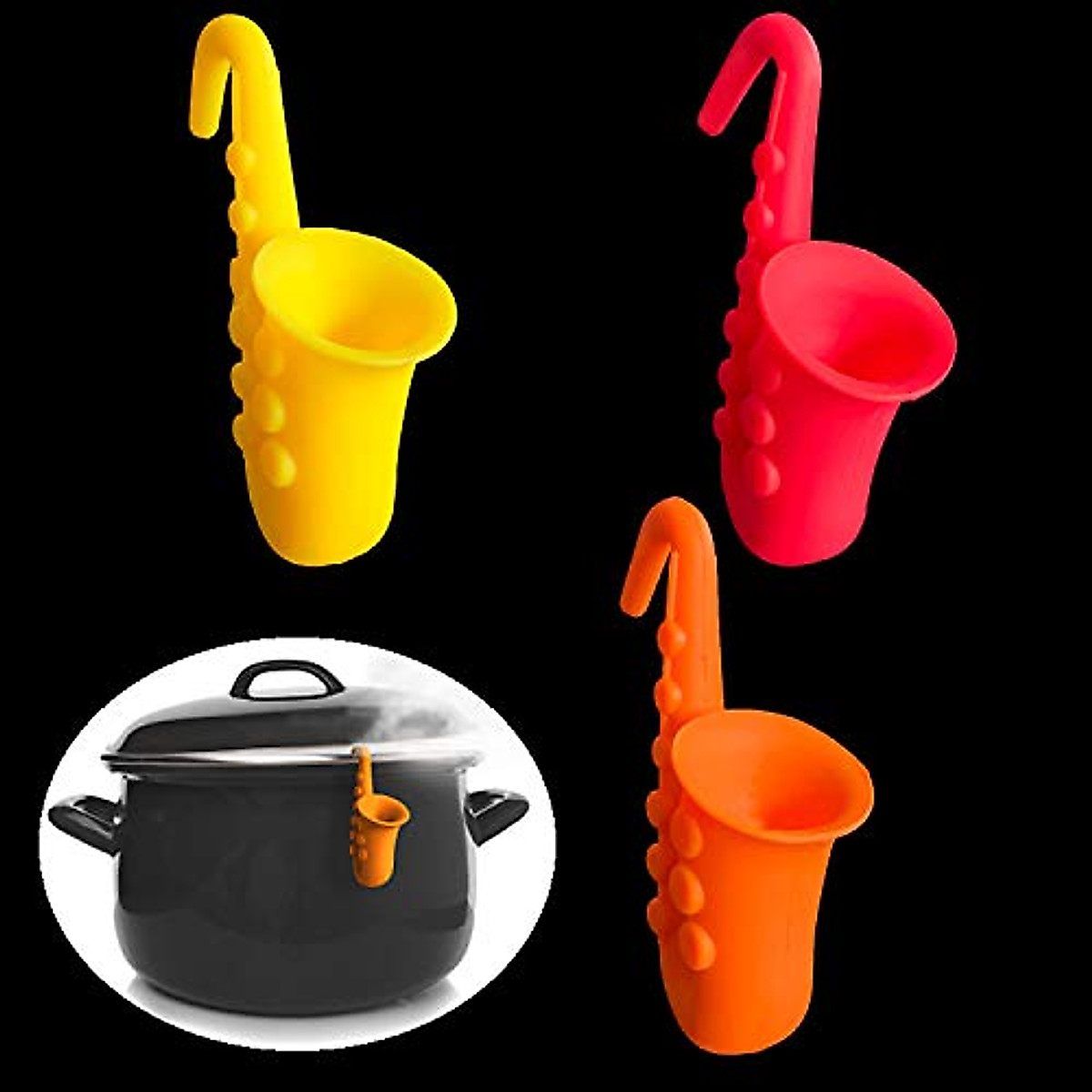 XYG Spill-Proof Steam Releaser Pot Lid Holders,Silicone Lid Lifters for Pots and Saucepan,Boil Over Stopper,Kitchen Gadgets for Cooking (3)