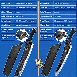 XYJ Portable Chef Knife Set Professional,Since 1986,10 Inch Camping Slicing Cooking Kitchen Knives,Butcher Knife,BBQ Outdoor Knives,Ergonomic Handle,High Carbon Steel