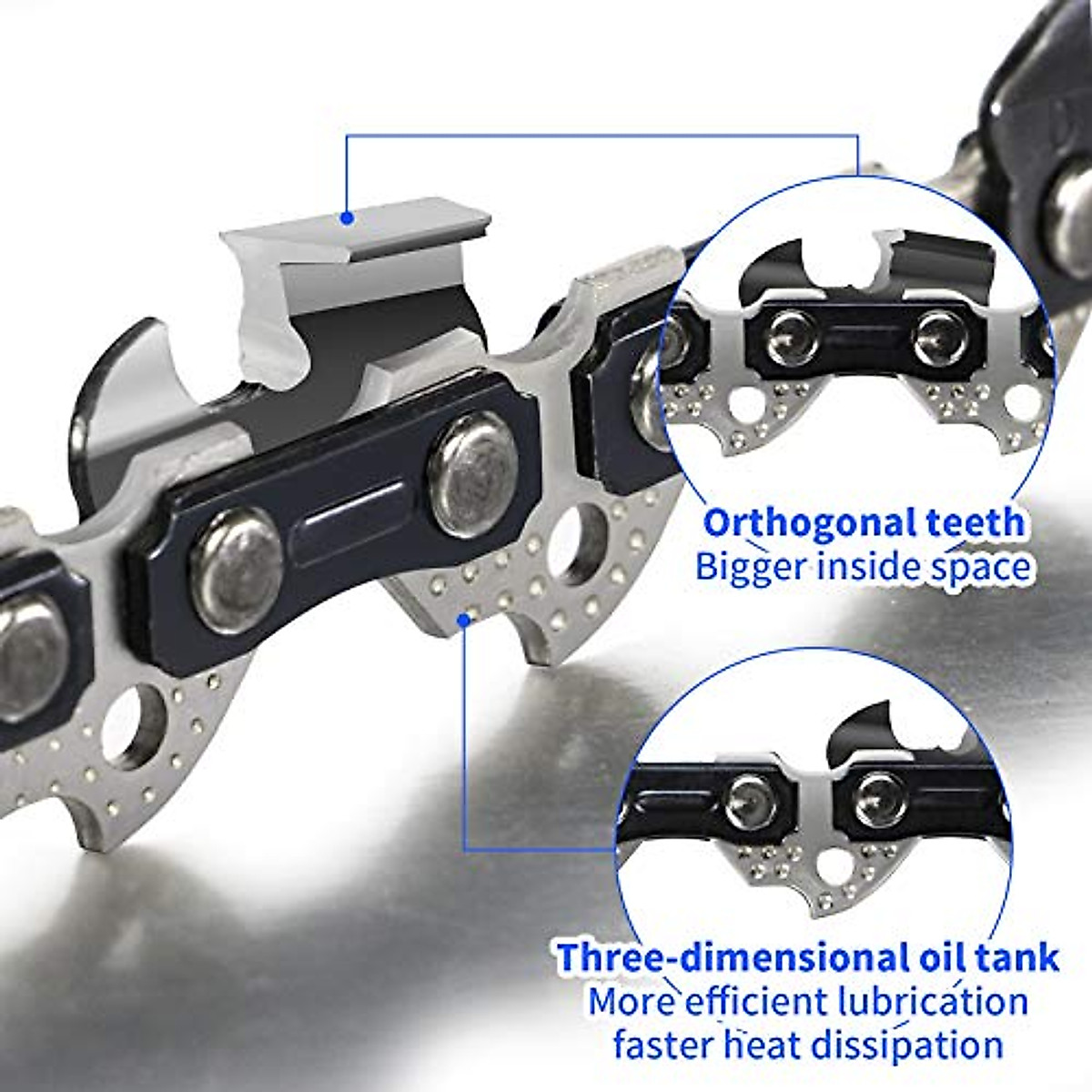 PANZHENG Chainsaw Chain for 12-Inch Bars, S44, 3/8" LP Pitch - .050" Gauge - 44 Drive Links, fits Oregon, Stihl, Husqvarna, Echo, Homelite, Poulan, Worx, Chicago（3-Pack）