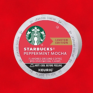 Starbucks K-Cup Coffee Pods, Peppermint Mocha Naturally Flavored Coffee for Keurig Brewers, 100% Arabica, Limited Edition Holiday Coffee, 6 Boxes (60 Pods Total)