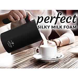 Zulay Kitchen 4-in-1 Milk Steamer - Automatic Milk Frother Electric (10oz/300ml) - Milk Frother and Steamer - Stainless Steel Electric Milk Frother For Latte, Cappuccino, Hot Chocolate (Turbo Black)