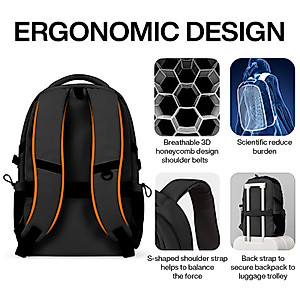 mixi Travel Laptop Backpack, Lightweight Durable School Bookbag Men Woman 15.6" Computer Bag, Water Resistant Outdoor Hiking Backpacks With Multifunction Pockets, 17 Inch, Black