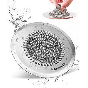 Sink Drain Strainer, Reversible Mesh Sink Strainer with 304 Stainless Steel, Wokdada Revolutionary Anti-Rust Kitchen Sink Strainer Food Catcher for Garbage Disposal Without Clogging