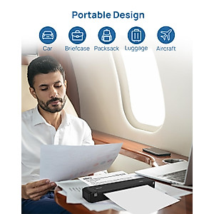 Portable Printer, POLONO MT800 2.0 Wireless Bluetooth Thermal Printer, Support 8.5" X 11" US Letter, Compatible with Android and iOS, Mobile Thermal Transfer Printer for Travel, Mobile Office and Home