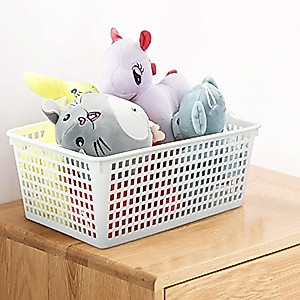 Fiazony 3-Pack Large Plastic Storage Basket, Plastic Storage Bin, White