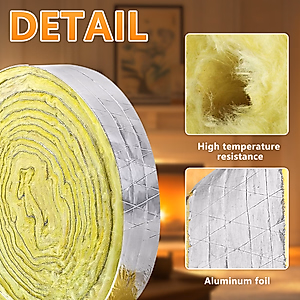 Nkiy Quen 32 Ft x 1.6 Inch Fireplace Insulation Strip-Fiberglass Fireplace Insert Insulation with Glue Points-Foil Back Fireplace Insulation Kit to Limit Air Leaks