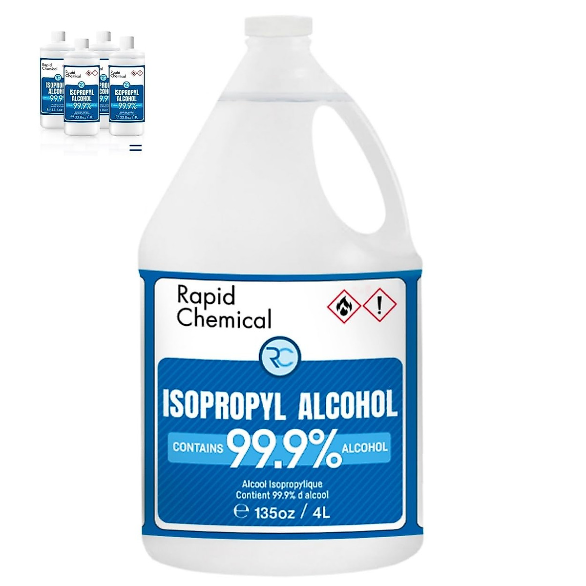99% Isopropyl Alcohol - USP Grade - 99 Percent IPA Alcohol - 4 Pack of 1L (4 x 33.3 fl oz)
