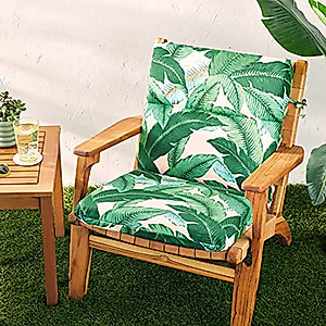 Pillow Perfect 620404 Outdoor/Indoor Swaying Palms Capri Round Corner Chair Cushion, 40.5 inch X 21 inch, Green/Blue