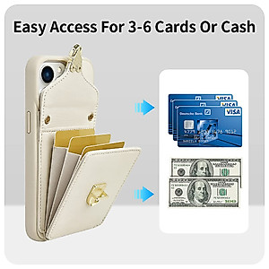 JLFCH ROMIELA for iPhone 14 Pro Max with Crossbody Chain Wrist Strap Card Holder 6.7 inch - Beige