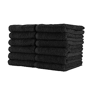Arkwright Bleach Proof Salon Towels - Pack of 12 - Highly Absorbent, 100% Cotton, Quick Dry Spa Face Towel for Hair Stylist, Barber, Pedicure, and Esthetician, 16 x 27 in, Black