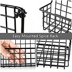 Hanging Spice Racks with Jars, 4-Tier Wall Mounted Metal Spice Racks with 32 Pcs 4oz Glass Spice Jars, Easy To Install Space Saving Organizer Shelf with Seasoning Bottles For Your Kitchen and Pantry