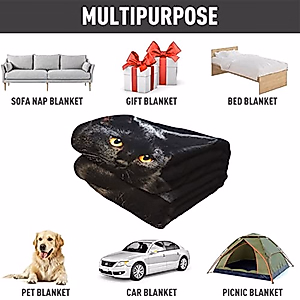 YISUMEI Black Cat Throw Blanket Modern Black Decorative Big Eyes Black Cat Fleece Blanket Soft Warm Cozy for Kids Adult Gifts 50"x60"