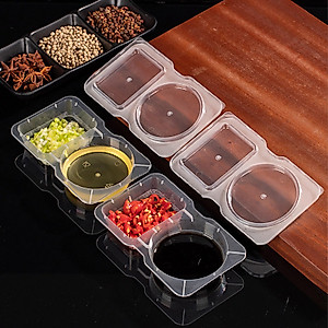 cheshjulv 15 PCS Double Compartment Condiment Containers with Lids - Portable and Reusable Snack Containers for Keeping Your Sauces Fresh and Organized