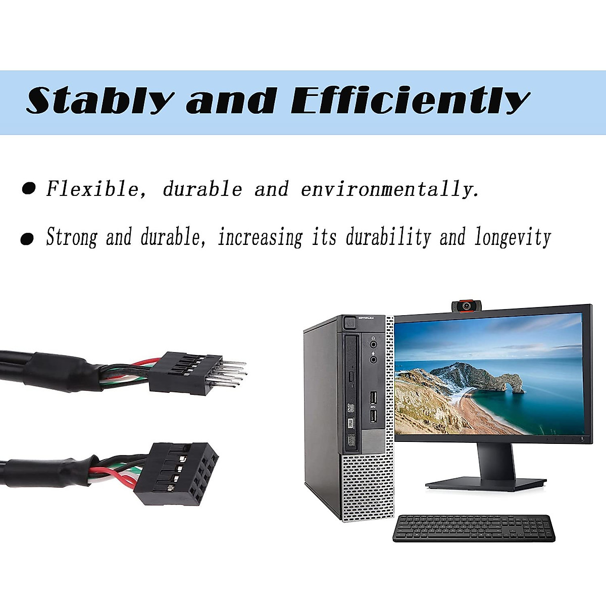 MEIRIYFA USB Header Extension Cable, USB 2.0 9-Pin Male to 9-Pin Female Internal Motherboard Header Cable for USB Ports, Expansion Cards and Motherboard Ports 20.3 inches（2 Pack