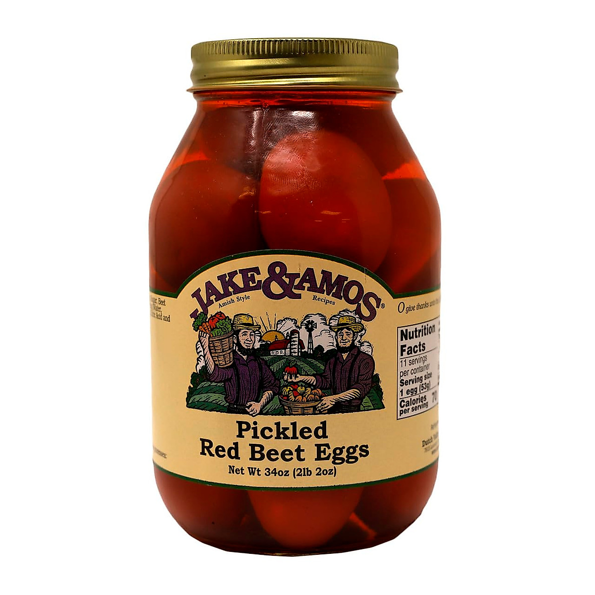 Jake & Amos Red Beet Pickled Eggs, 32 Oz. Jar (Pack of 2)