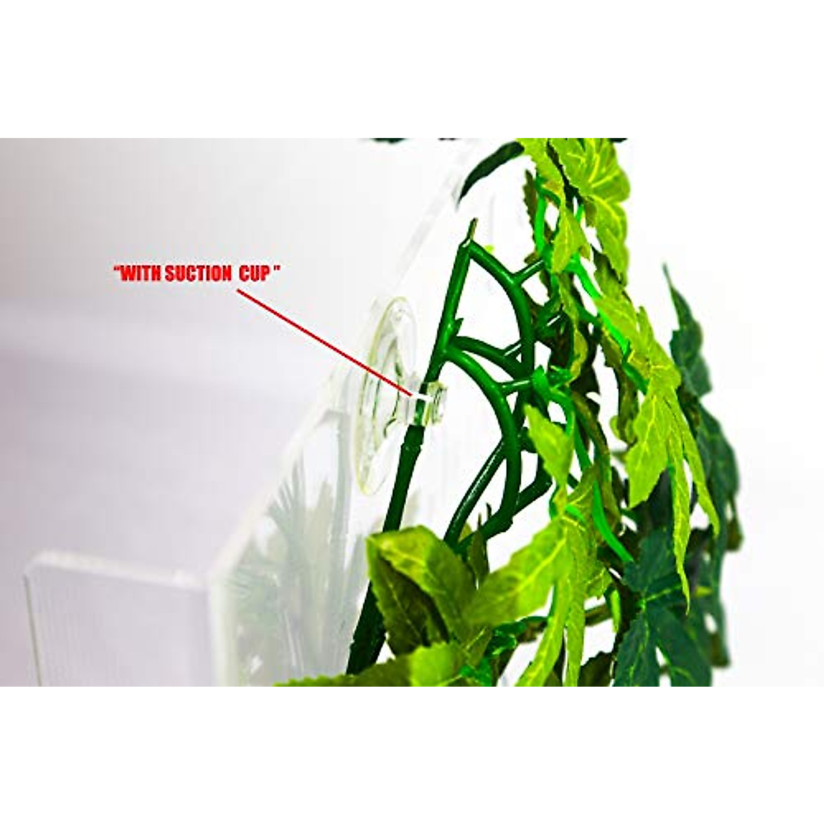 AQUA KT Reptile Plant Jungle Vine with Suction Cup for Snake Lizard Bearded Dragon Climbing Terrarium Habitat Decoration, 12 Inch Length, Green