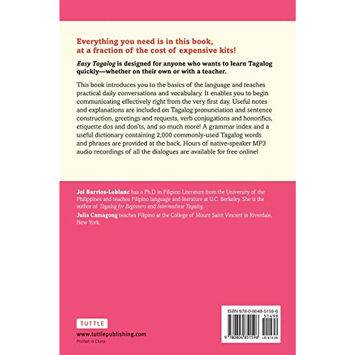 Easy Tagalog: A Complete Language Course and Pocket Dictionary in One! (Free Companion Online Audio) (Easy Language Series)