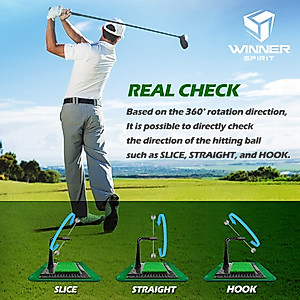 WINNER SPIRIT Real Swing 300 Golf Swing & Hitting Trainer, True Impact, Checking Path After Swing Practice Mat Groover Training Aid, Height Adjustable (Real Swing 300)