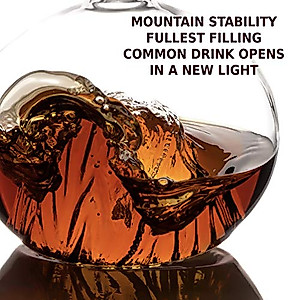 Whiskey Decanter Set with 2 Glasses and Wooden Base - Unusual Mountain Whiskey Decanter Sets for Men and Women - Liquor Decanter Set for Wine, Liquor, Scotch, Vodka, Bourbon - Whiskey Gifts for Men