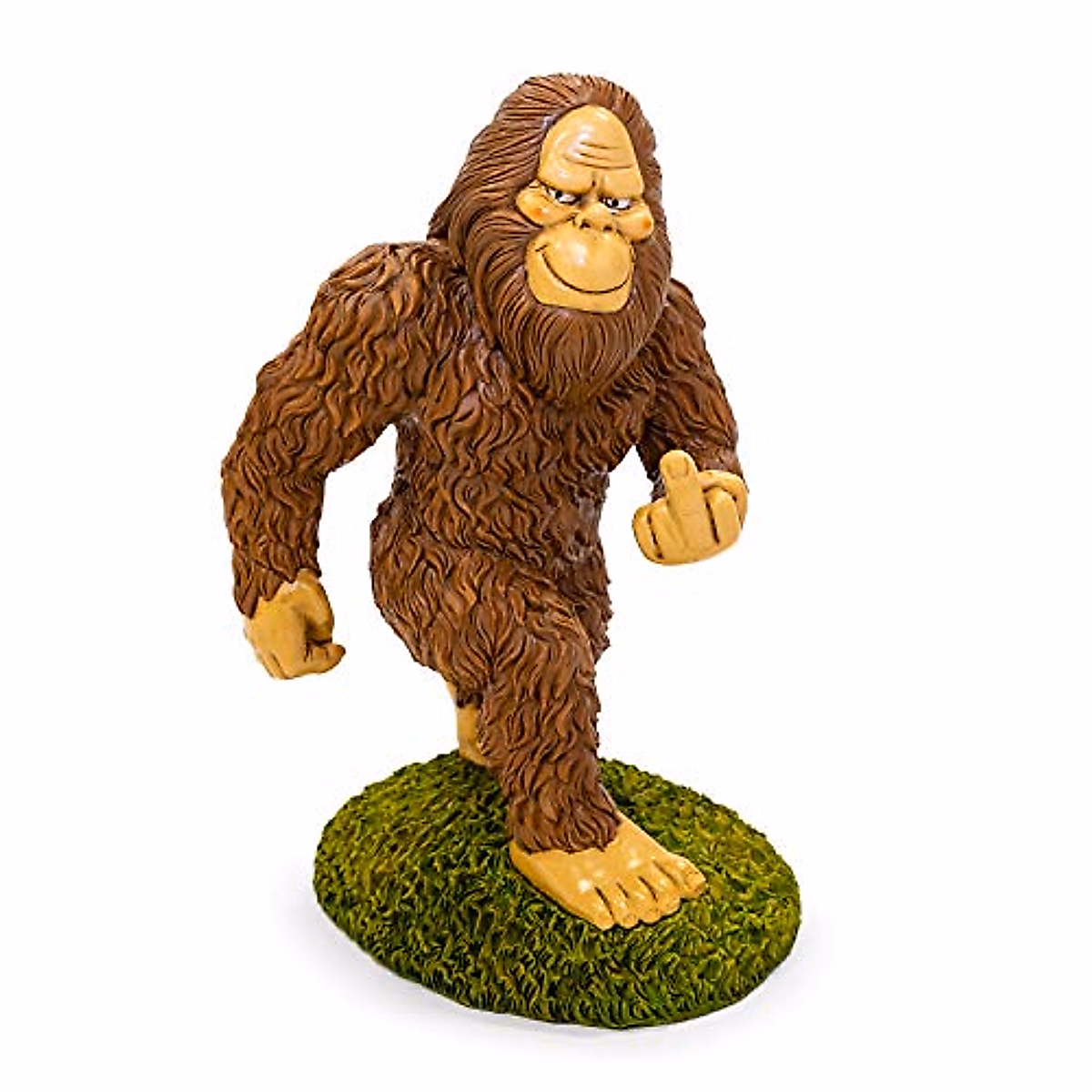 Kwirkworks Garden Gnome - Sasquatch Bigfoot Middle Finger Lawn Statue Figurine - 11 inches Tall