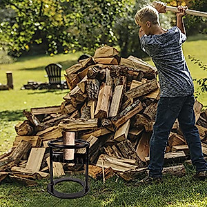 Lulu Home Hand Kindling Splitter, Cast Iron Firewood Splitting Kindling Chopper, Manual Log Wood Cutter on The Ground for Fireplace/Bonfire/Barbecue, 11.8" Dia X 13.7" H