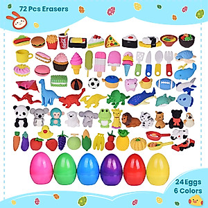 FUN LITTLE TOYS Erasers with Easter Eggs Cute Mini Animals Food Puzzle Erasers for Kids Bulk Fillers Inside Toys