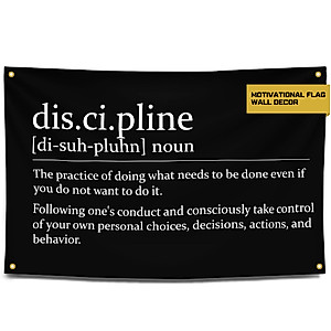 Gold Trident Discipline Motivational Gym Banner - Inspire Your Workout with this Banner - Perfect Fitness Wall Decor for Gym, Dorm - Stay Motivated with Cool Motivation Art - 3x5 Feet