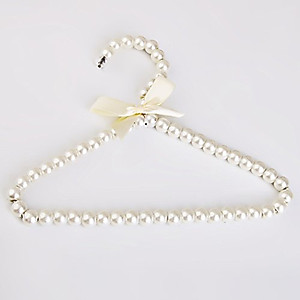 Jili Online Pack of 10Pcs, Pearl White Beaded Hanger Clothes Trouser 20cm Household Organization (White Color)