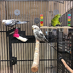 PATKAW Parakeet Toys 4 in 1 Bird Feeding Dish Cups Water Bowl with Parrot Perch Swing Toys Parrot Chew Toys for Parakeet Cockatiels Lovebirds Budgie Pigeons Cage Accessory Bird Toys