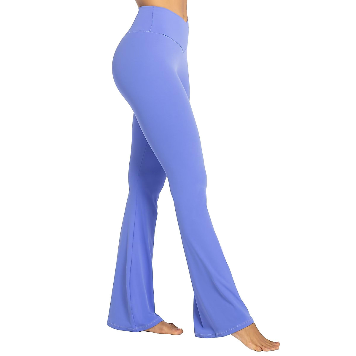 Sunzel Flare Leggings, Crossover Yoga Pants with Tummy Control, High Waisted and Wide Leg, No Front Seam Periwinkle Medium