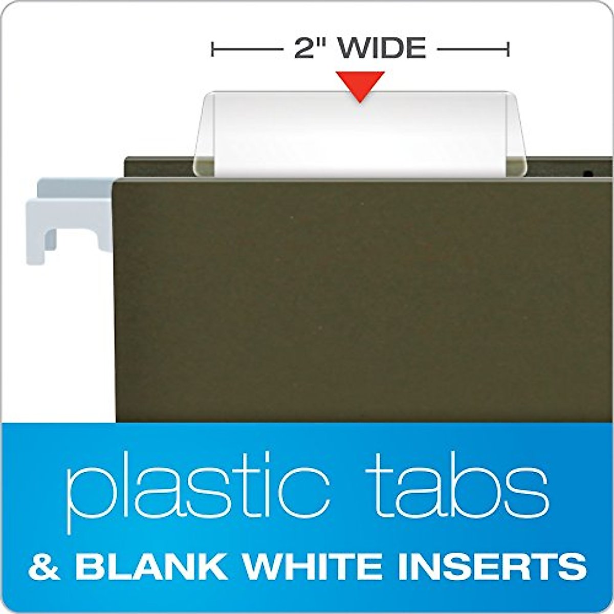 Pendaflex Insertable Plastic Tabs Hanging Folder Tabs, 2", Clear, 25 Tabs and Inserts per Pack (42)