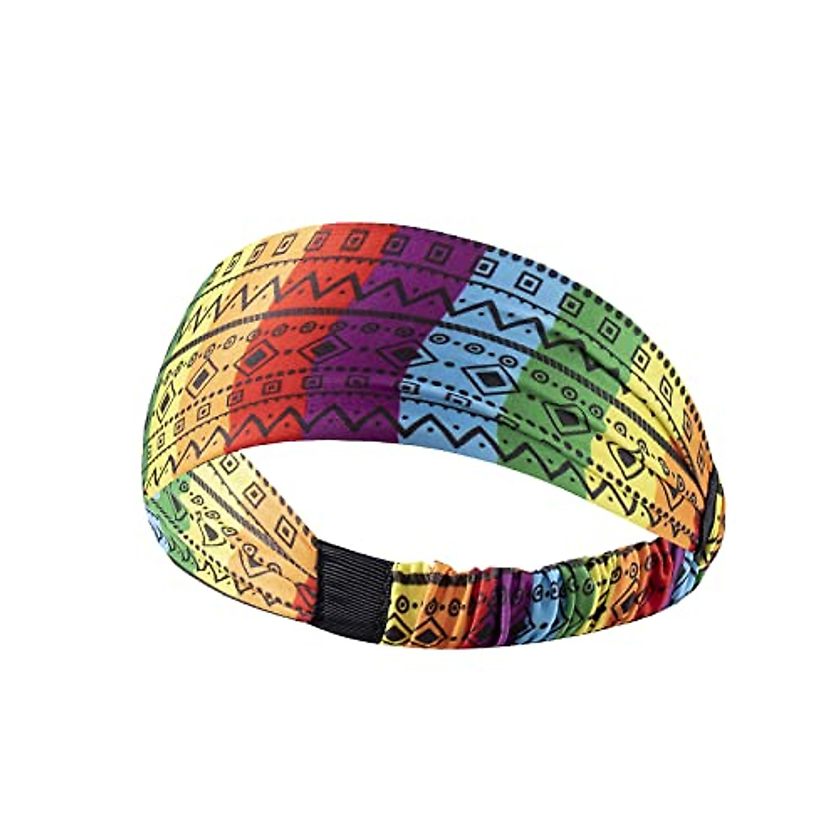 Rainbow Sports Hair Band Running Fitness Belt Anti Slip Anti Sweat Yoga Tennis Hair Bandana Girls Hair Barrettes No Slip (A, One Size)