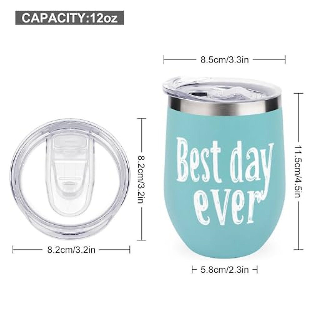 Best Day Ever Funny Wine Tumbler 12 Oz Stainless Steel Insulated Mug Double Wall Water Cup with Lid