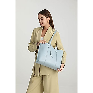 Tote Bag for Women Soft Leather Large Purses Handbags Lightweight Satchel Bag Travel Purses Daily Shoulder Bag (Blue)