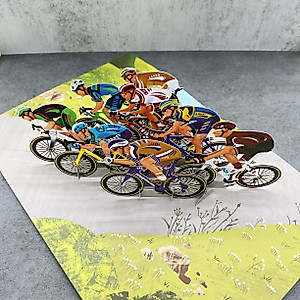 Liif Bicycle Racing Cycling 3D Greeting Pop Up Fathers Day Card, Birthday Card for Him, Men, Dad, Cyclist, Competitive Bicycler, Sara Miller, Retirement Card | With Message Note | Size 8 x 6 Inch
