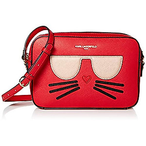Karl Lagerfeld Paris womens Maybelle Camera Crossbody Cross Body, Crimson, One Size US
