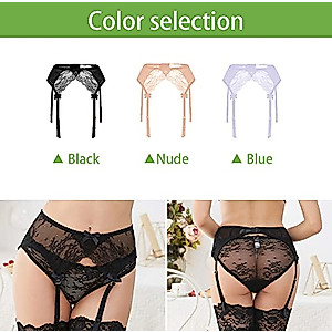 AWFOUGAR Sexy Lace Adjustable Garter Belt High Waisted Hollow Out Lace Suspender Garter Belts for Women